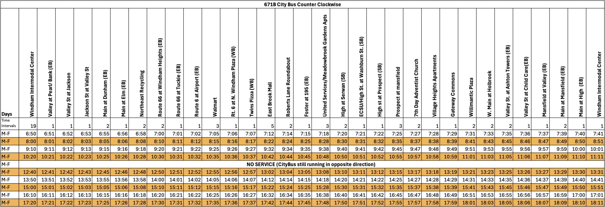 671 A/B City Bus – Windham Region Transit District
