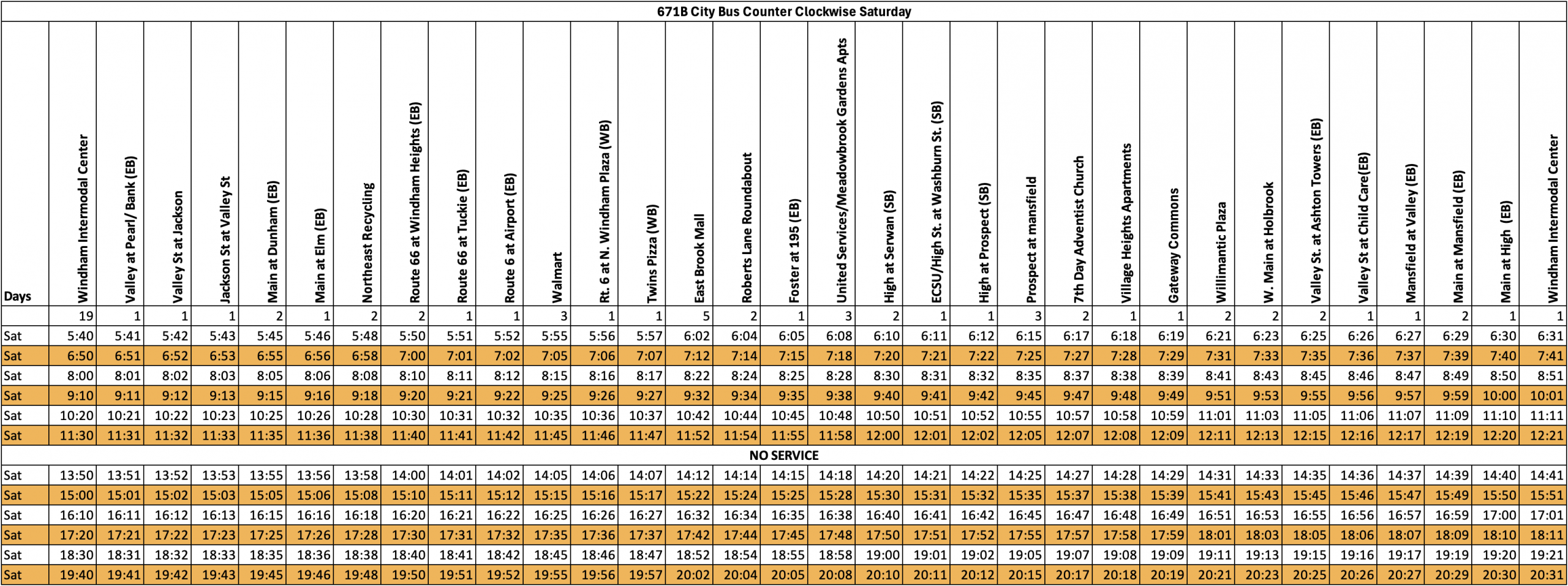 671 A/B City Bus – Windham Region Transit District