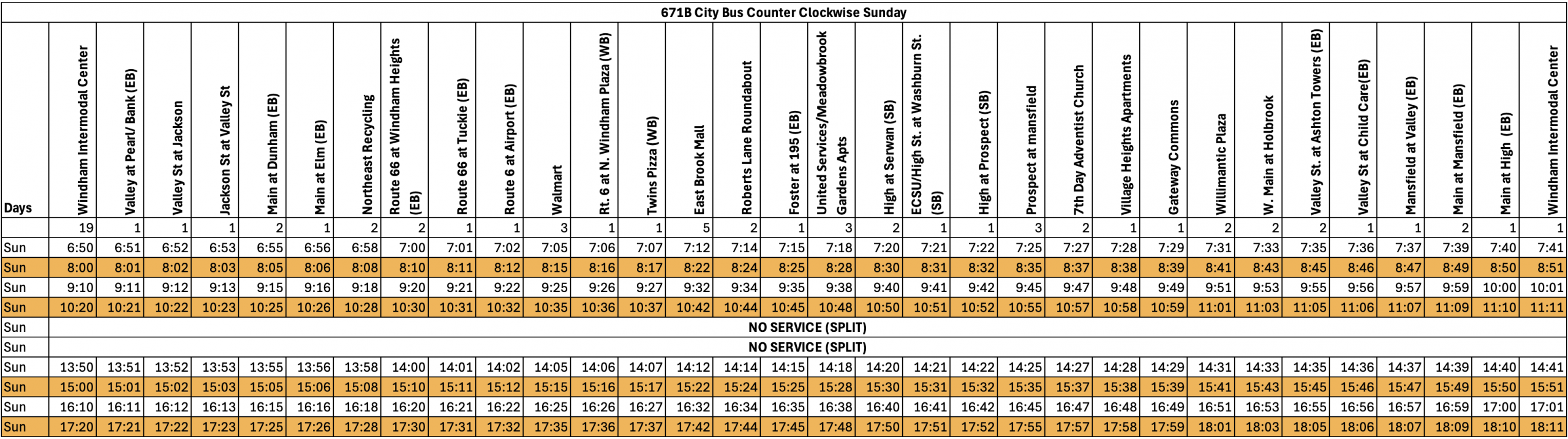 671 A/B City Bus – Windham Region Transit District