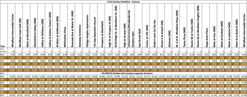 671 A/B City Bus – Windham Region Transit District