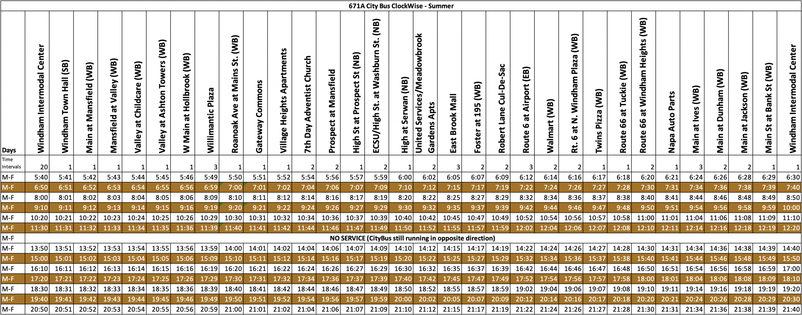 671 A/B City Bus – Windham Region Transit District